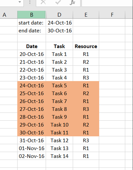 Highlight A Set Of Rows In Excel Based On Date Range Clounce